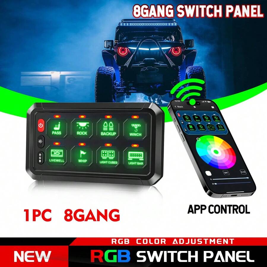 RGB LED 8 Gang APP Switch Panel Circuit Control Relay System Box Slim ...