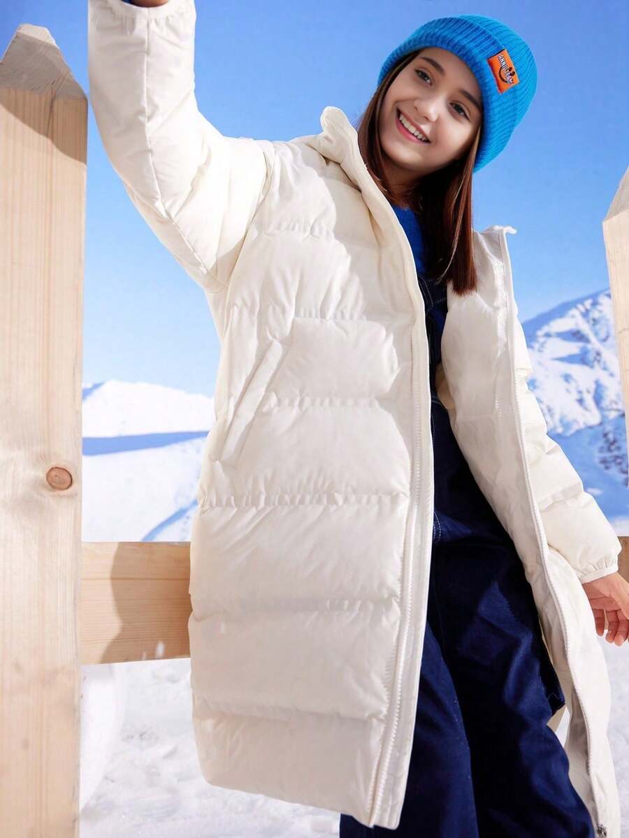 Annil Tween Girl Clothing Long Down Jacket Winter Thickened Warm Hooded ...