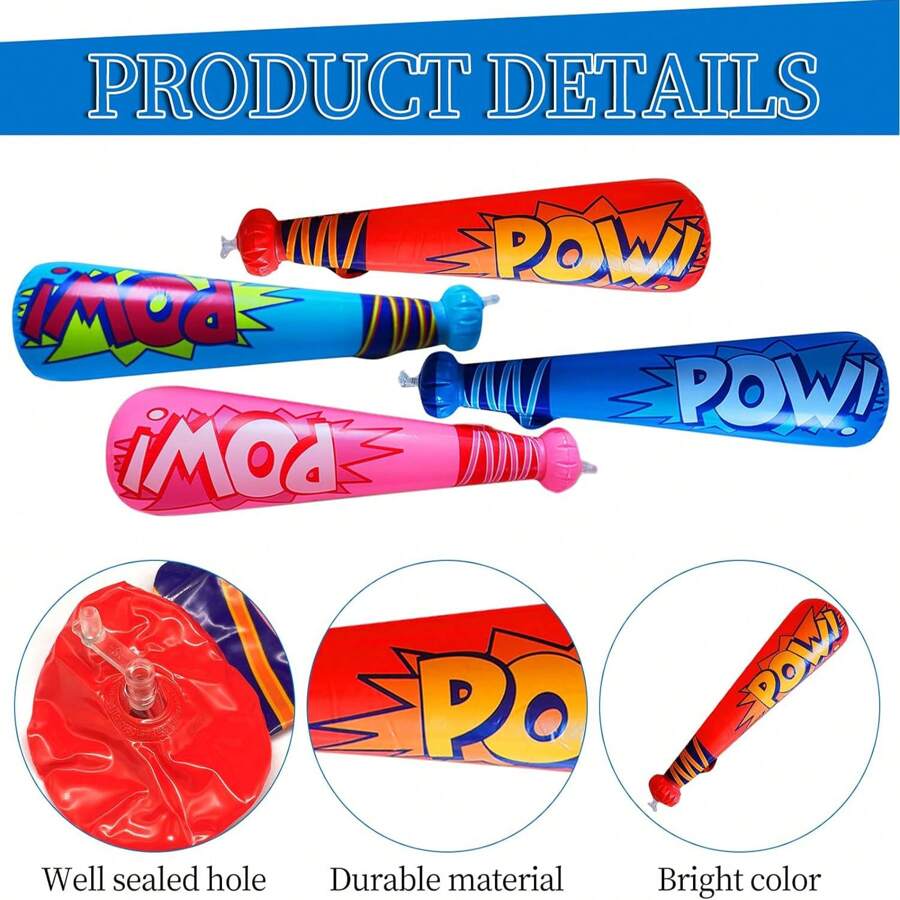 Inflatable Baseball Bats, Giant POW Inflatable Cheer Sticks In Assorted ...