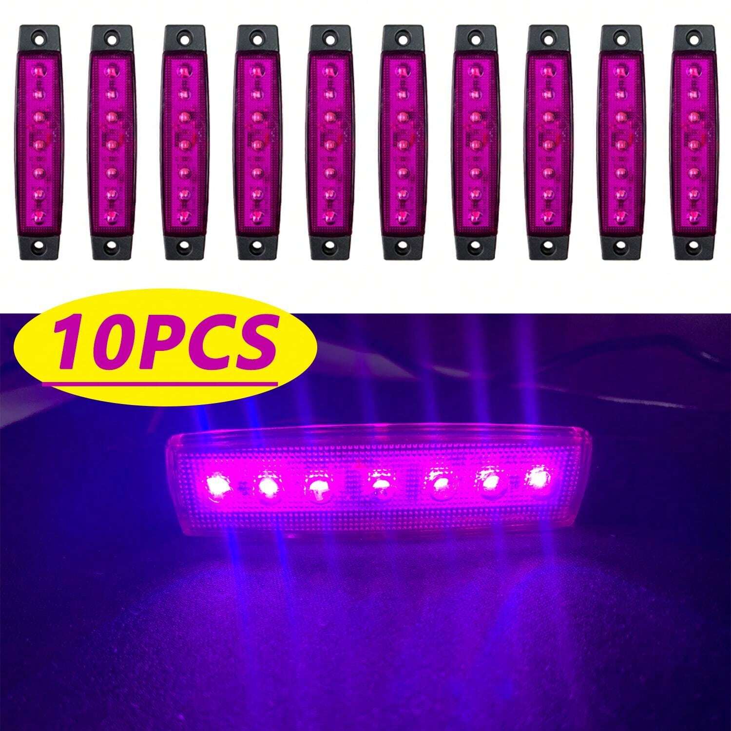 10 Pcs 12V Purple 7 LED Trailer Marker Lights Side Marker Clearance ...