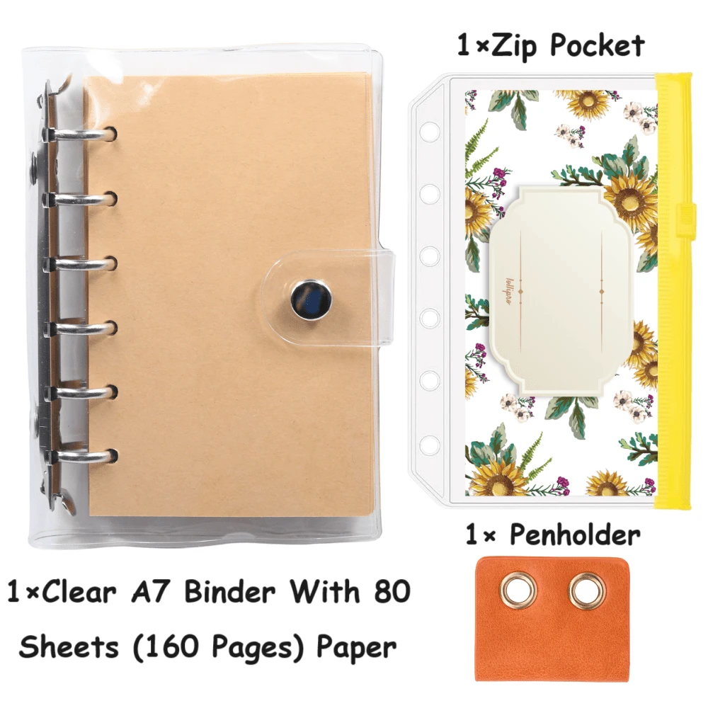 A7 Binder (11*15 Cm) Clear Transparent PVC 6 Ring Refillable Easy Carry ...