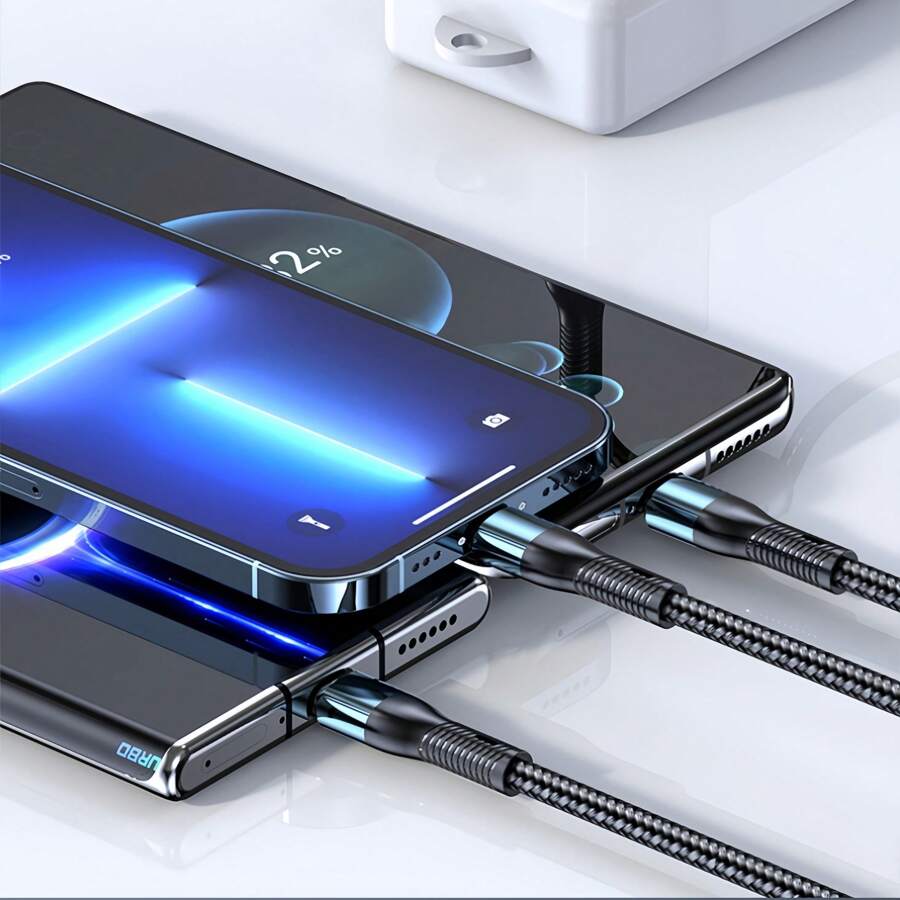 3-In-1 Quick Charging Cable, 3 Connectors Total 100W 6A Fast Charging ...