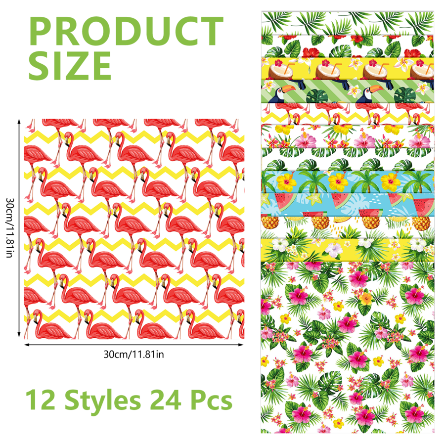 24 Sheets Wrapping Paper 30x30cm Summer Hawaii Style Wrapping Paper ...