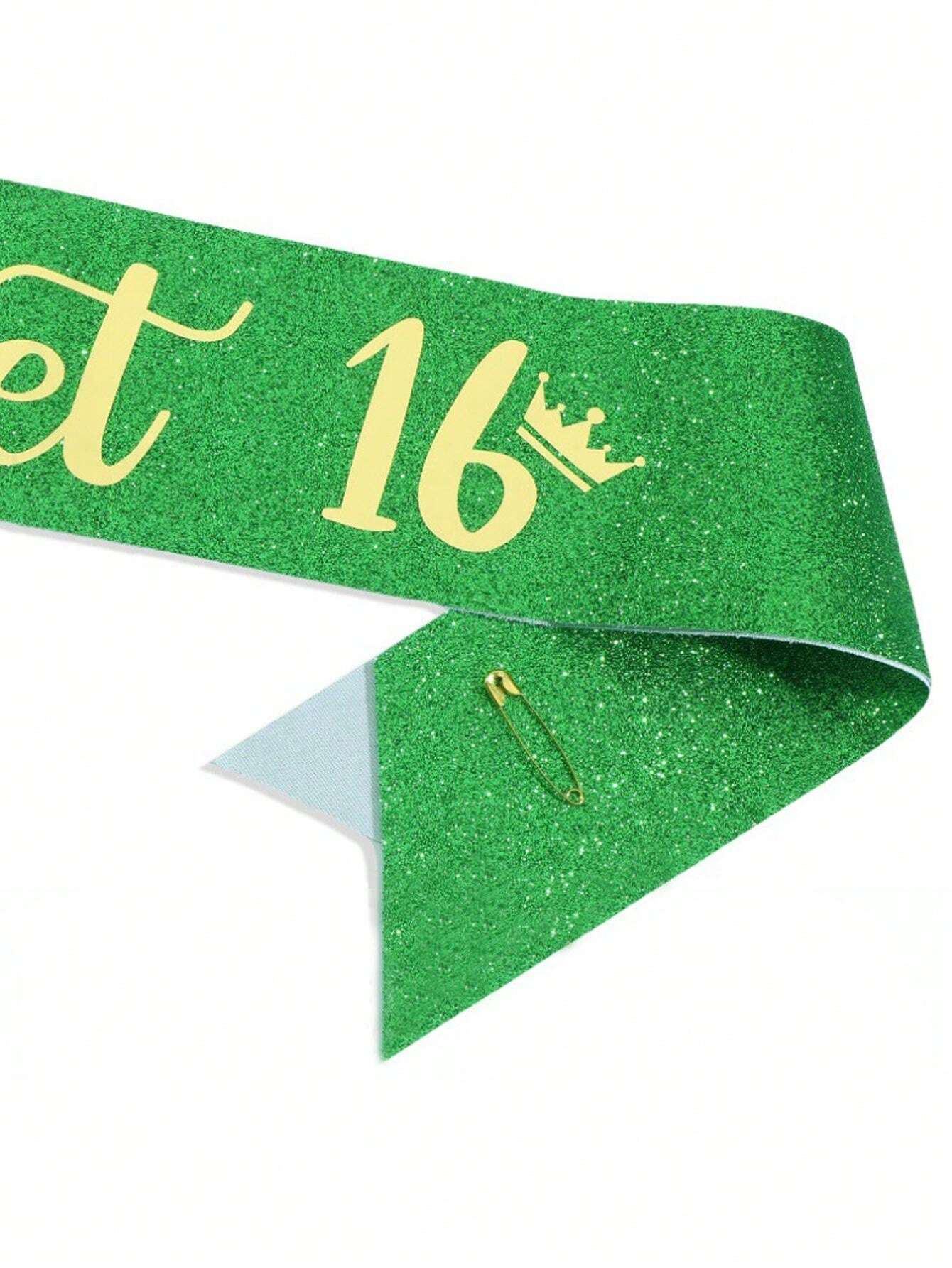 1pc Birthday Party Green Onion Powder Fabric Shoulder Strap Ribbon ...