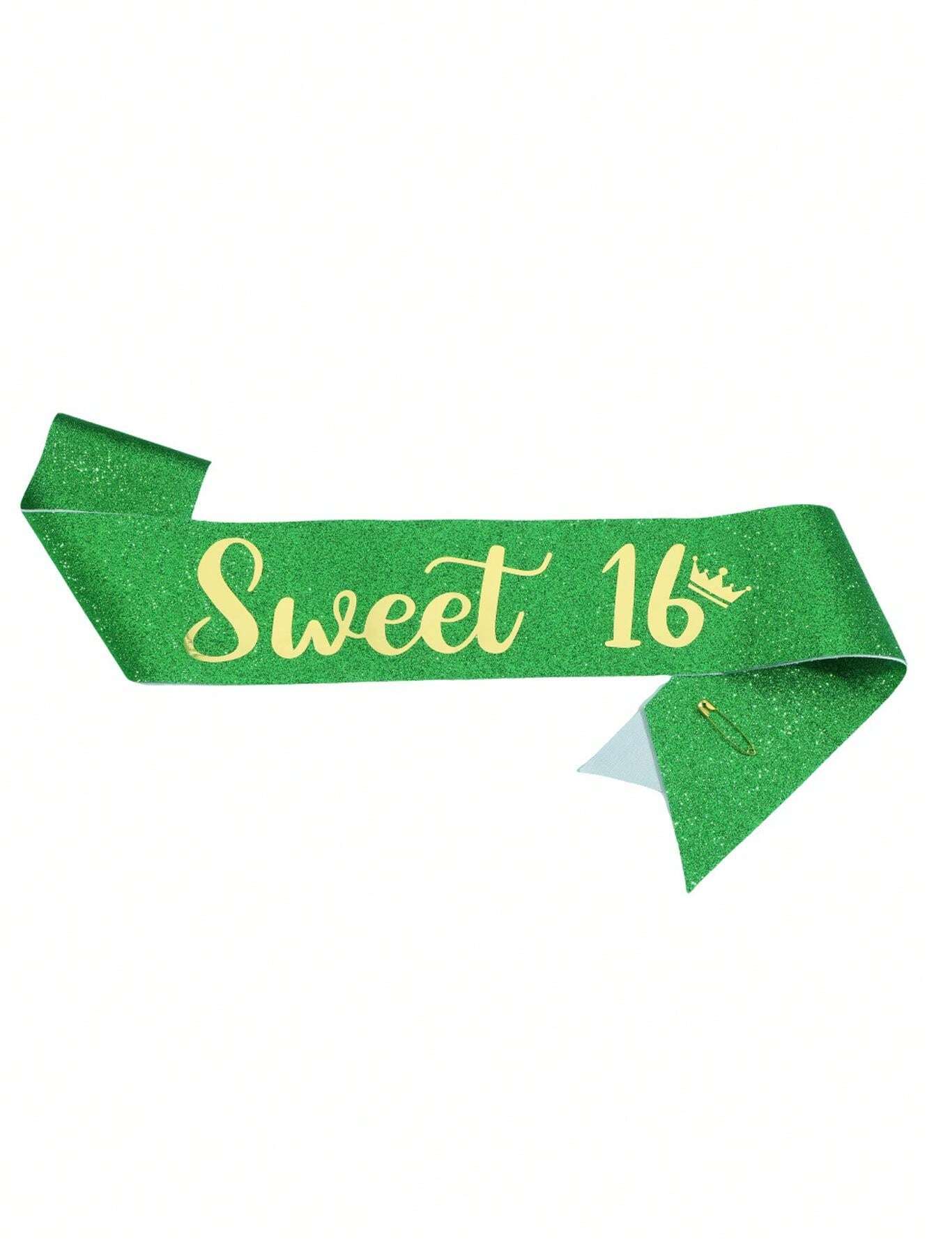 1pc Birthday Party Green Onion Powder Fabric Shoulder Strap Ribbon ...