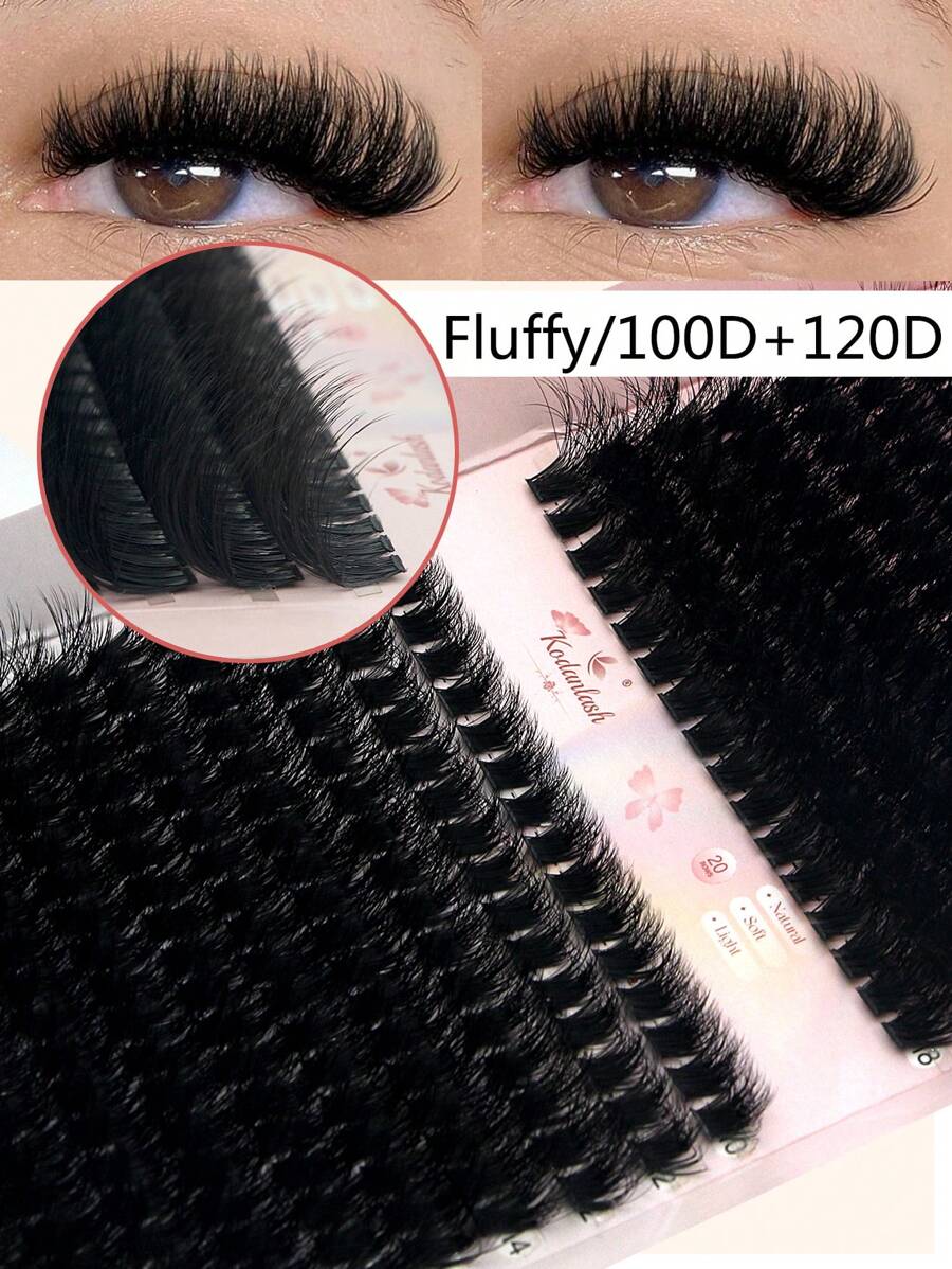 100D+120D Fluffy Lash Clusters Thick Faux Mink Eyelash Clusters 320Pcs Volume Cluster Eyelash ...