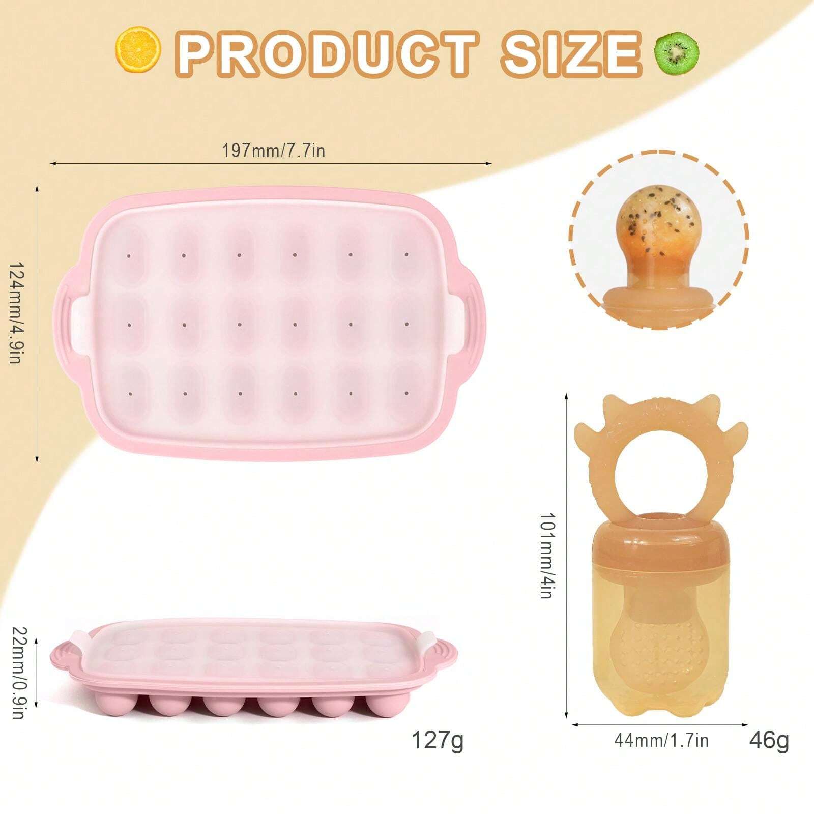 Baby Silicone Food Freezing Tray And Fruit Feeding Set (2pcs), Breast ...