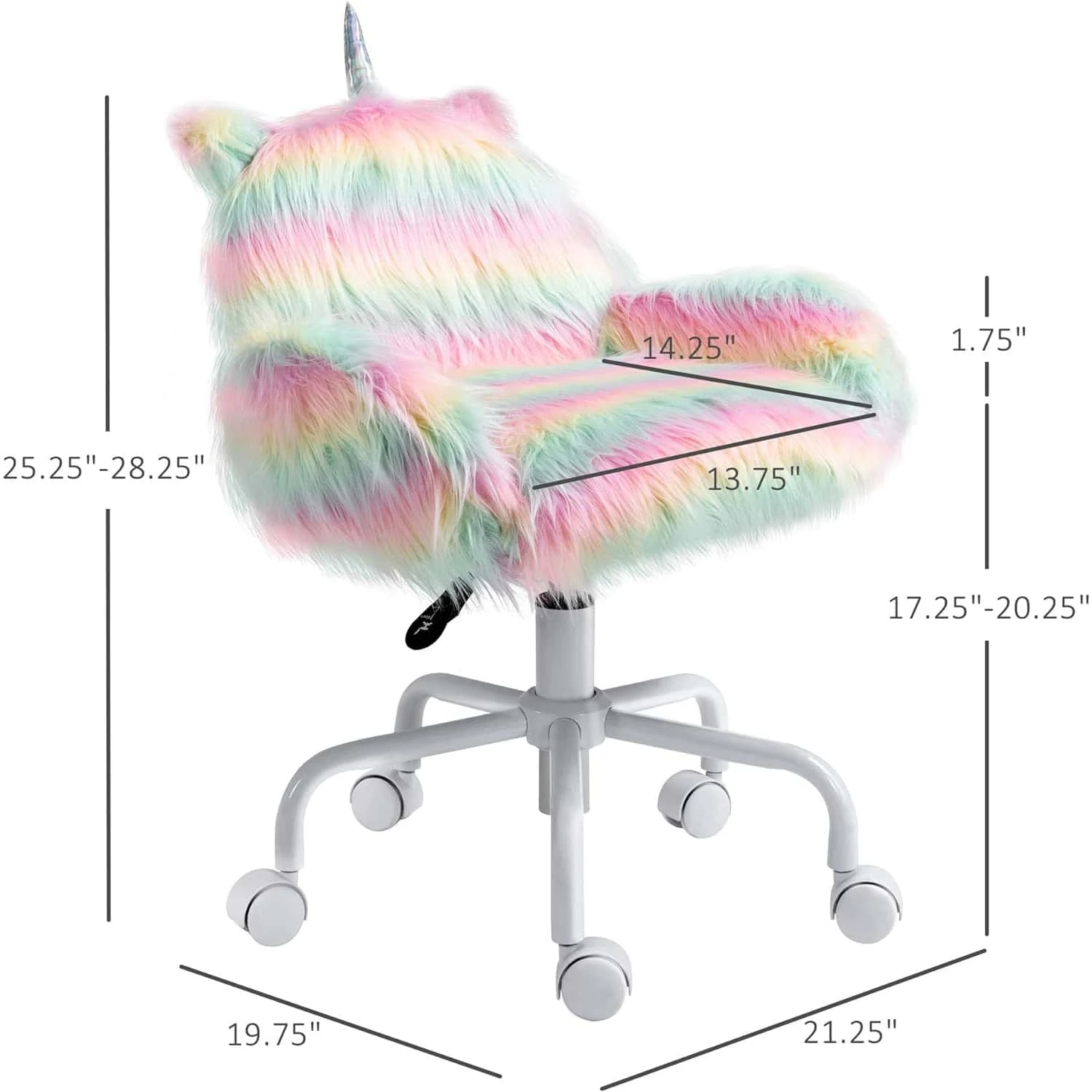 Cute Unicorn Swivel Vanity Chair, Office Desk Chairs With Mid-Back And ...