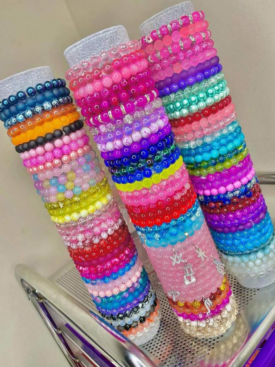 10pcs Random Beaded Elastic Rope Bracelet | SHEIN USA