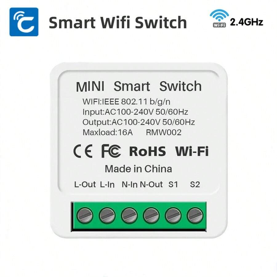 Interruptores inteligentes Mini Wifi de luz DIY 16A 10A, control remoto ...