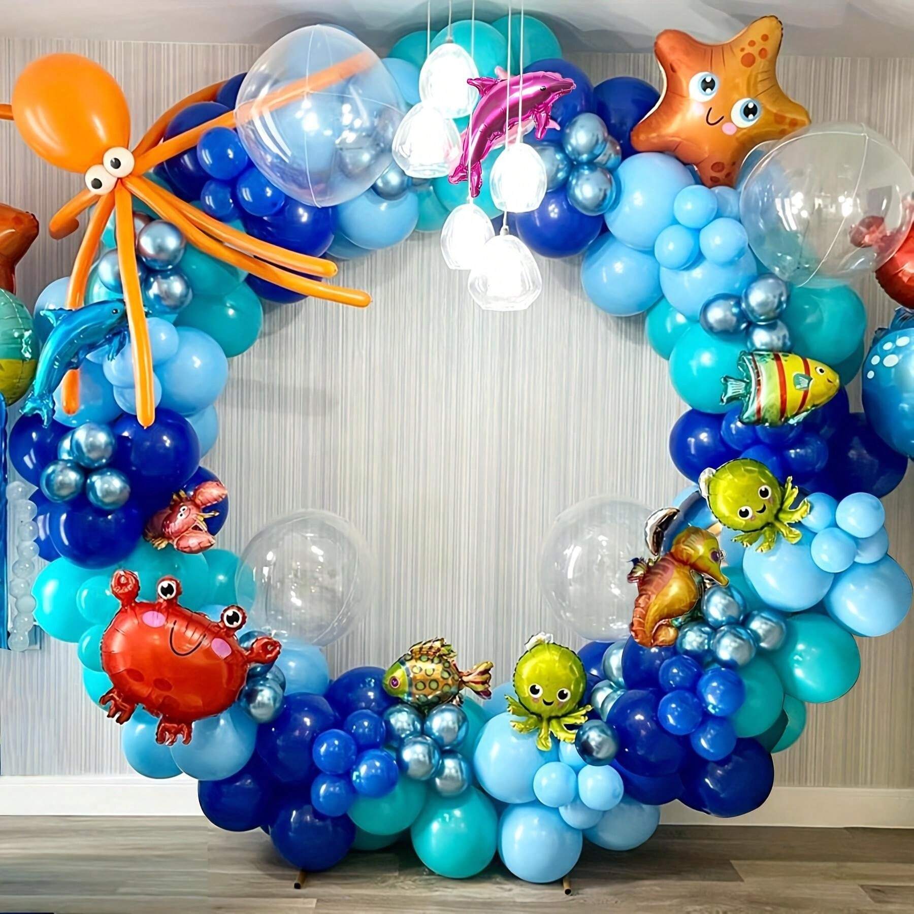 Ocean Themed Party Decoration 159 Pieces Blue Balloon Arch Wreath Set ...