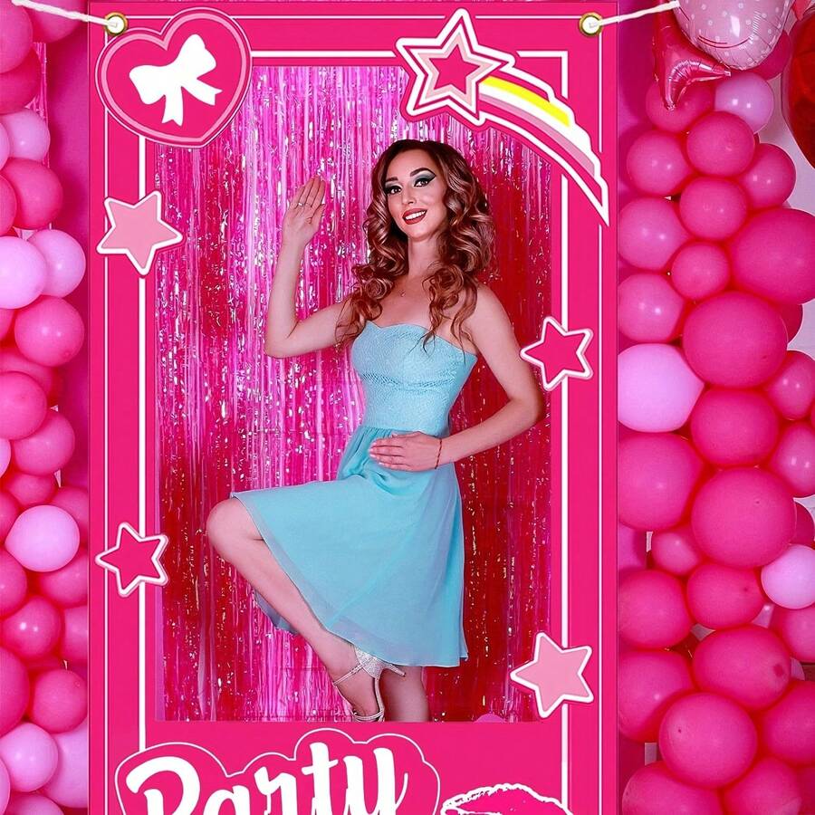 Pink Birthday Decorations Hot Pink Photo Booth Props Princess Doll ...