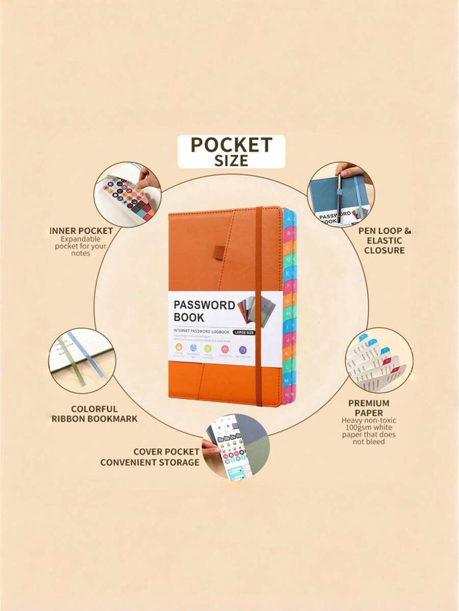Password Book -A5 Letter Label Password Notebook-Computer And Website ...