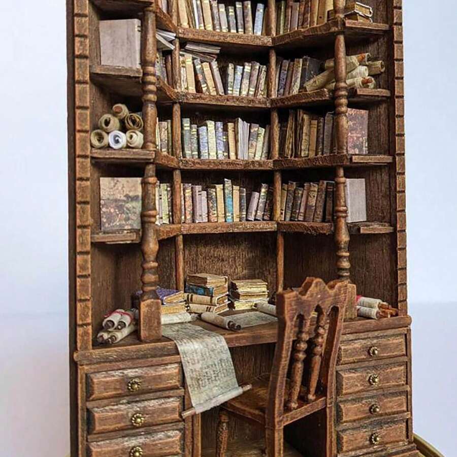 One Miniature Gothic Bookshelf, Handmade Anxiety Bookshelf, Creative ...