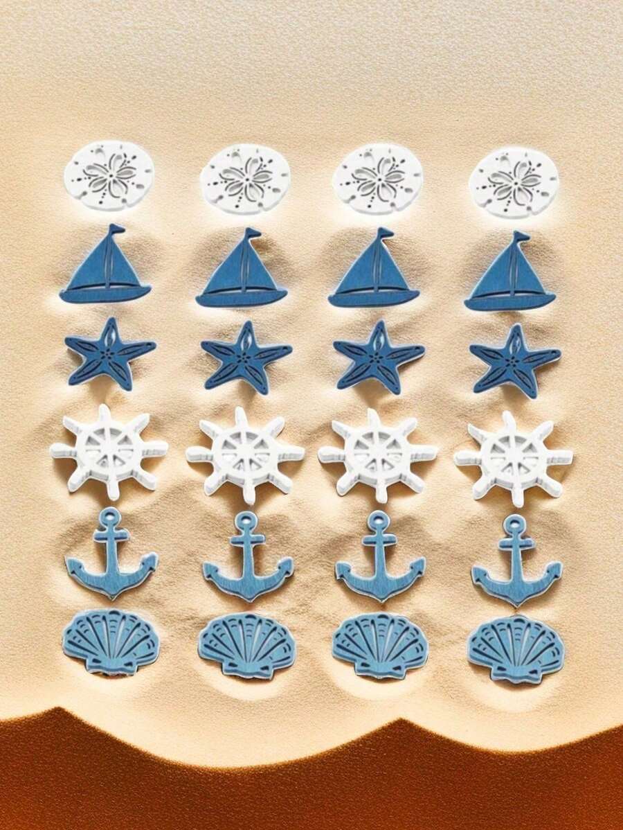 Conjunto de decoración de pared costera de madera náutica de 24 piezas ...