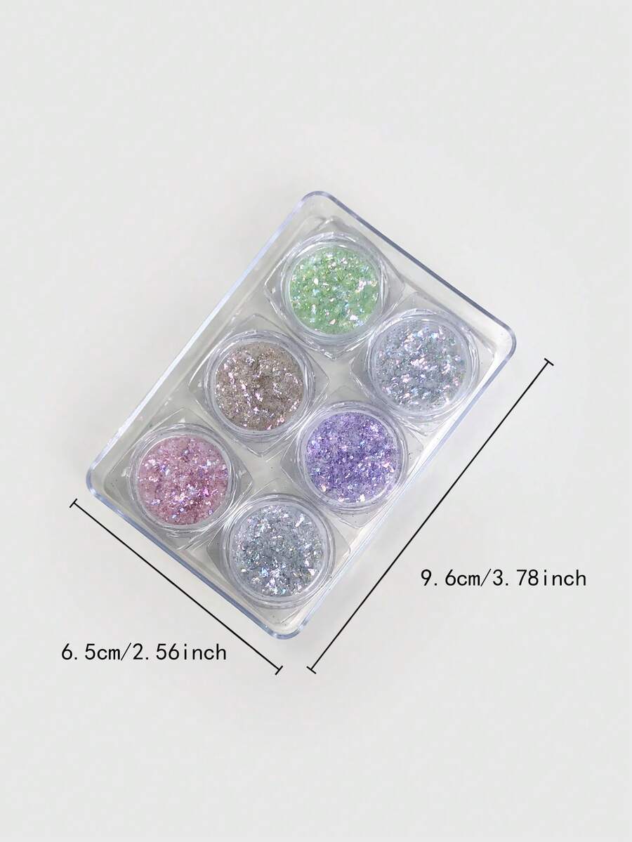 1box/6 Colors Nail Art Glitter Powder Set - Opal/Glitter Dust Kit For ...