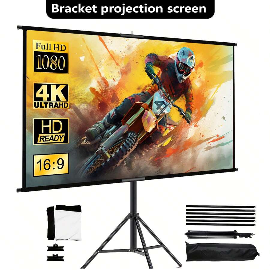 Tela de Projeção de 72 Polegadas com Suporte Dobrável Anti Amassado ...