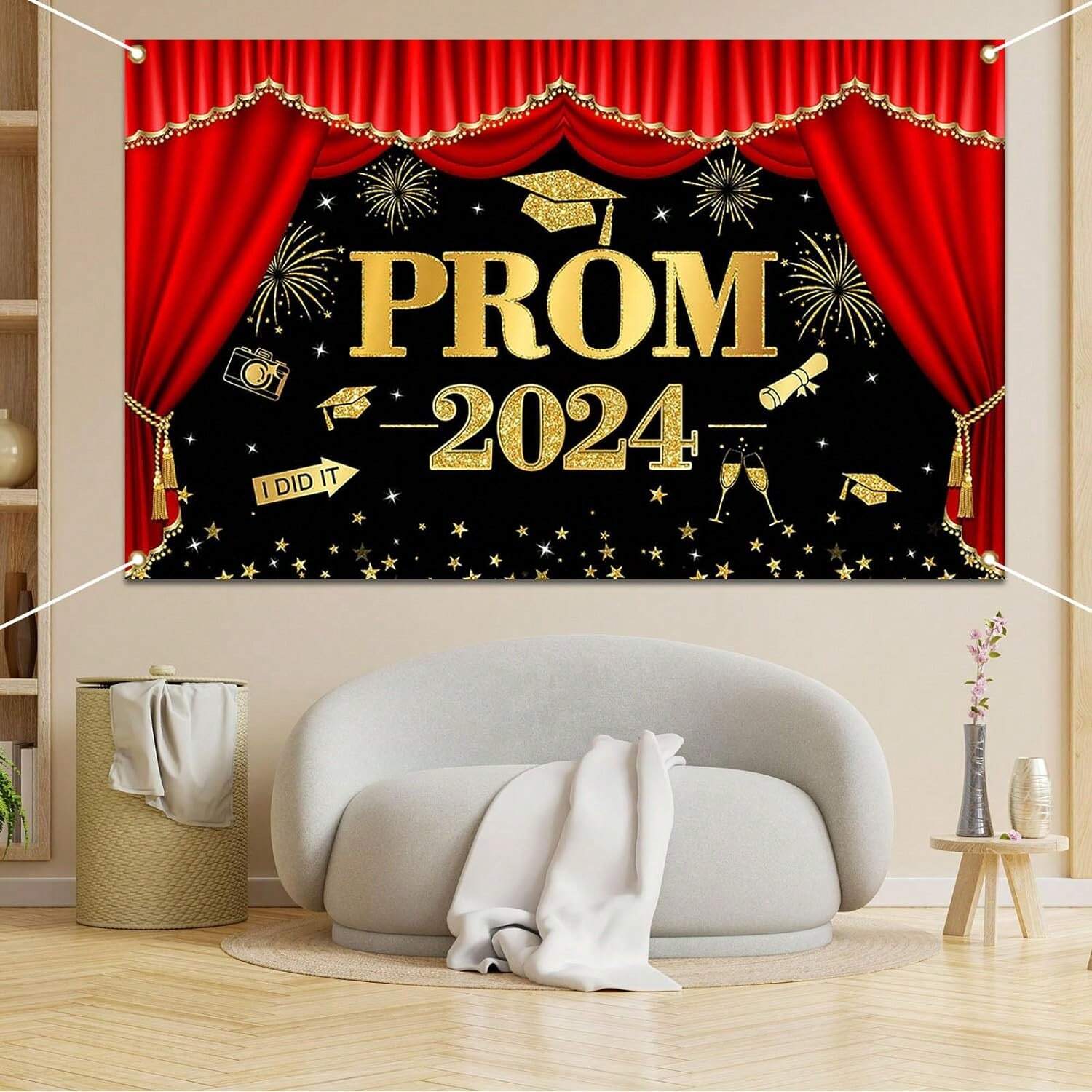 Prom 2024 Backdrop Banner, Graduation Party Decoration, Congrats Grad ...