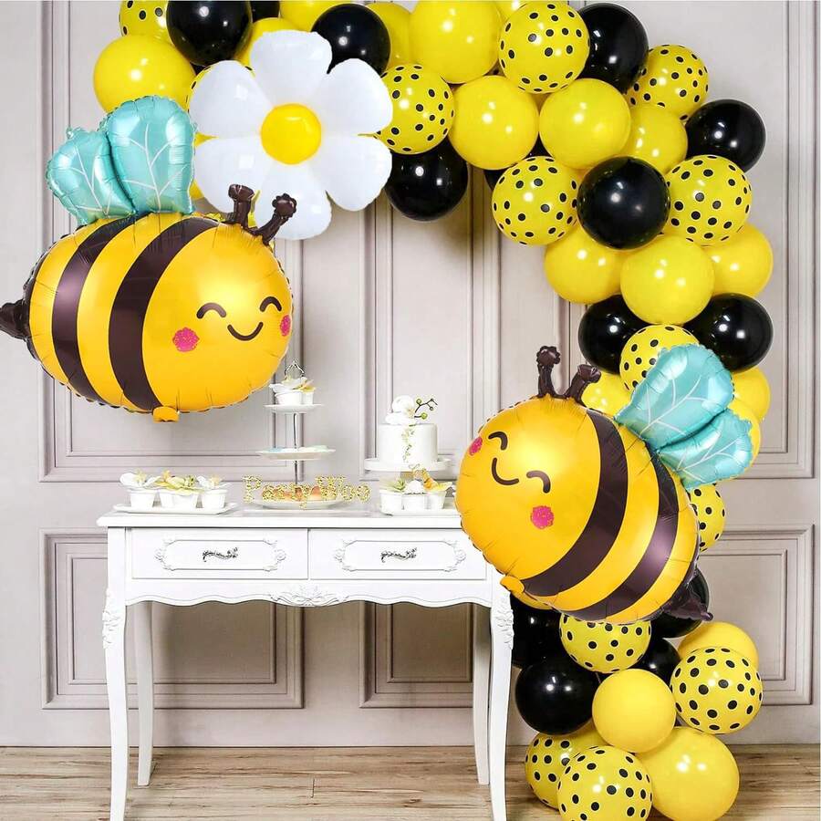 6 st Bee Ballonger Och Daisy Flower Balloons Humla Bee Folie Mylar ...