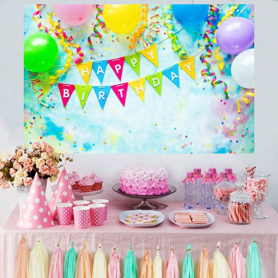 1pc Fabric Happy Birthday Backdrop 150*100cm Birthday Party Decorations ...