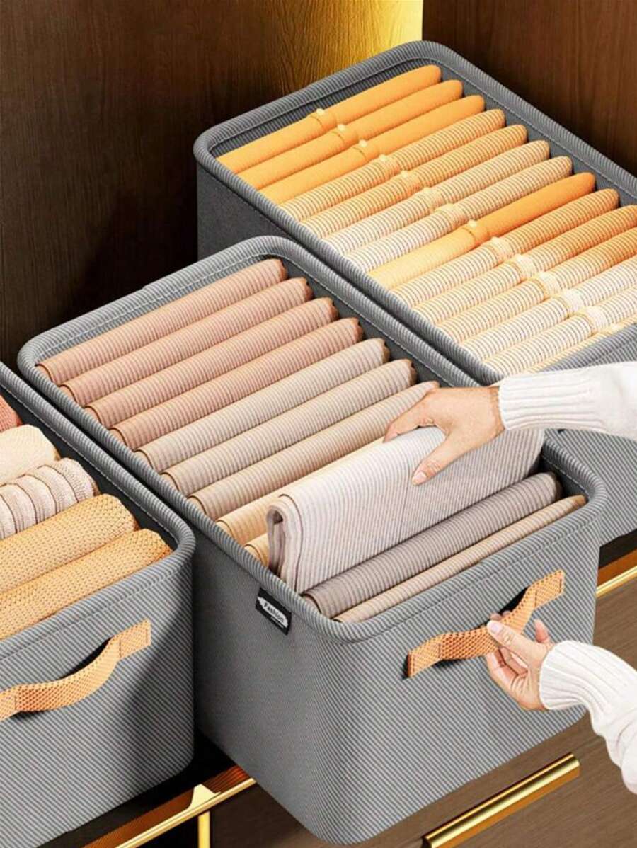 1pc Steel Ring Foldable Sturdy & Durable Open Storage Box With Handle ...