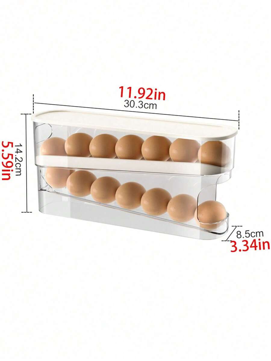 DEFINICE 1pc Double-Layered Auto Refill Transparent Egg Storage ...