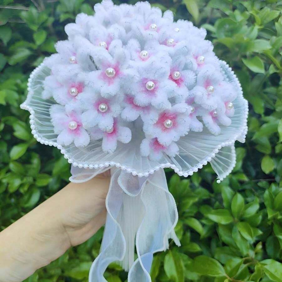 125pcs Pipe Cleaners Flowers Kit, Wedding Bouquets Bride DIY, Handmade ...