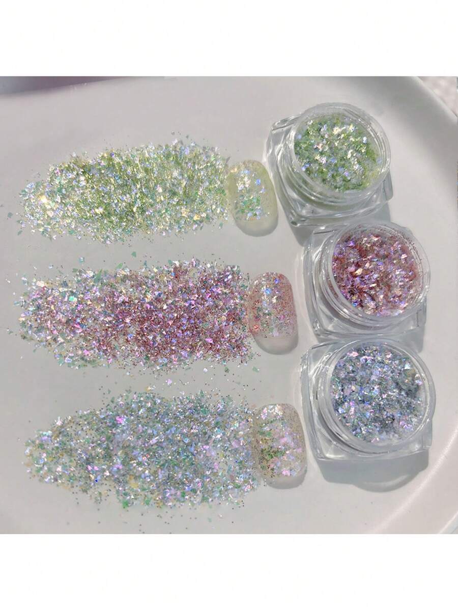 1box/6 Colors Nail Art Glitter Powder Set - Opal/Glitter Dust Kit For ...