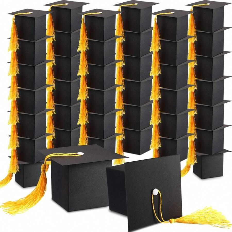 Conjunto de 5 cajas de golosinas con forma de gorro de graduación al estilo europeo para fiestas ...