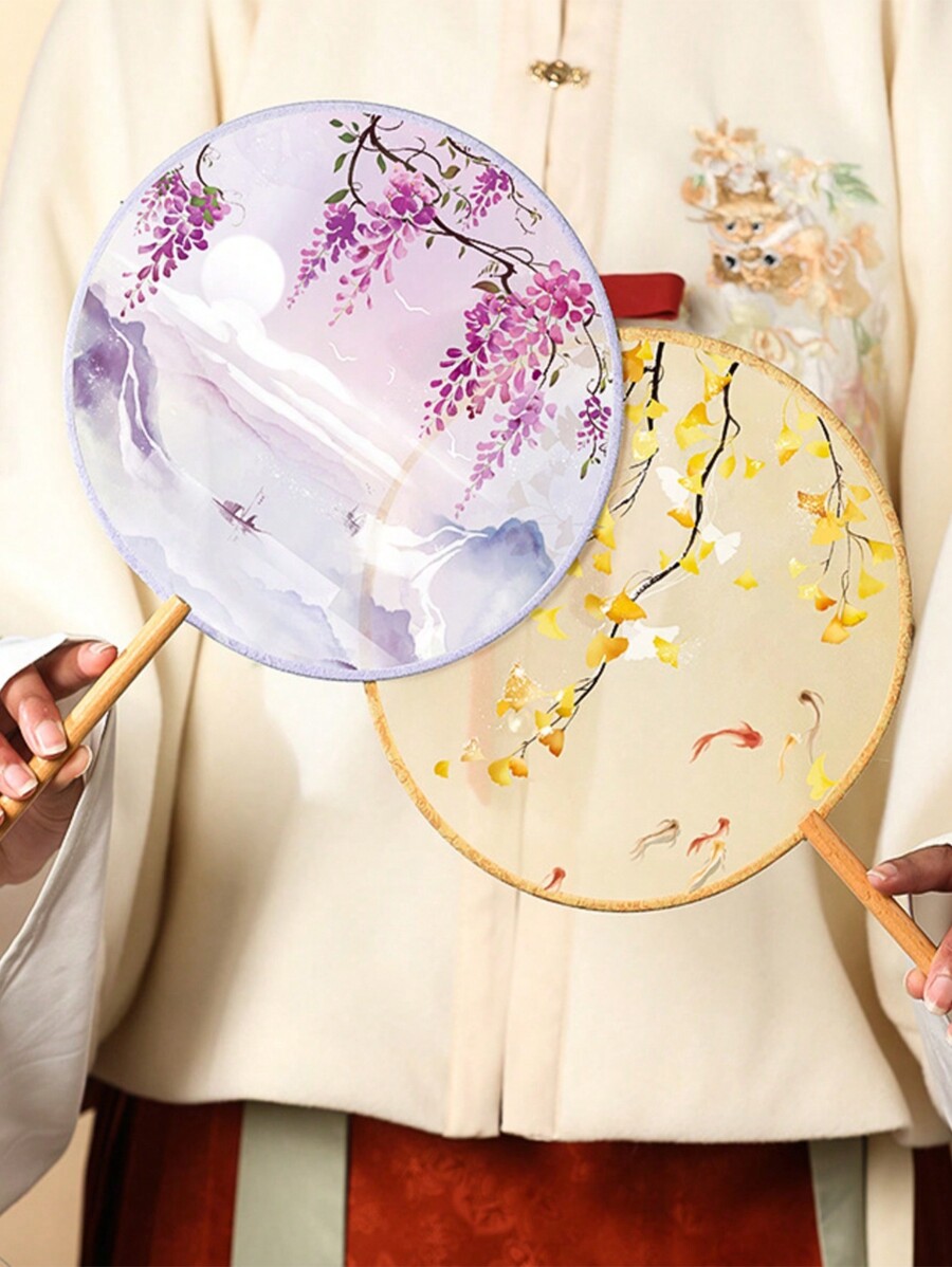 1 peça Leque Chinês Estilo Antigo, Leque de Alça Longa Tradicional ...