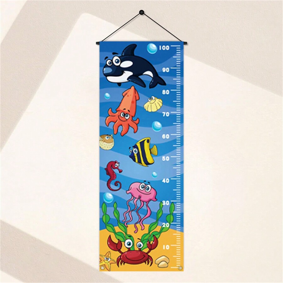 Growth Chart, Underwater World Ruler Height Measurement Canvas Wall ...