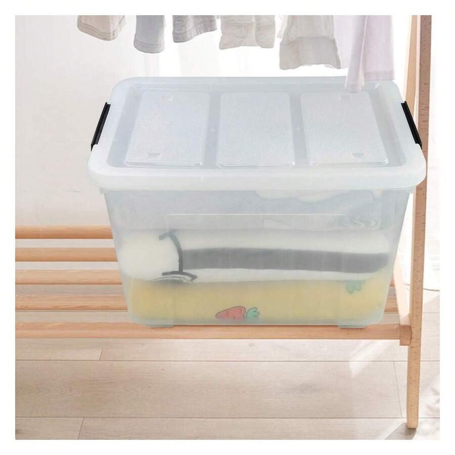 70 L Large Clear Storage Boxes, 4-Pack Plastic Storage Box With Lids ...