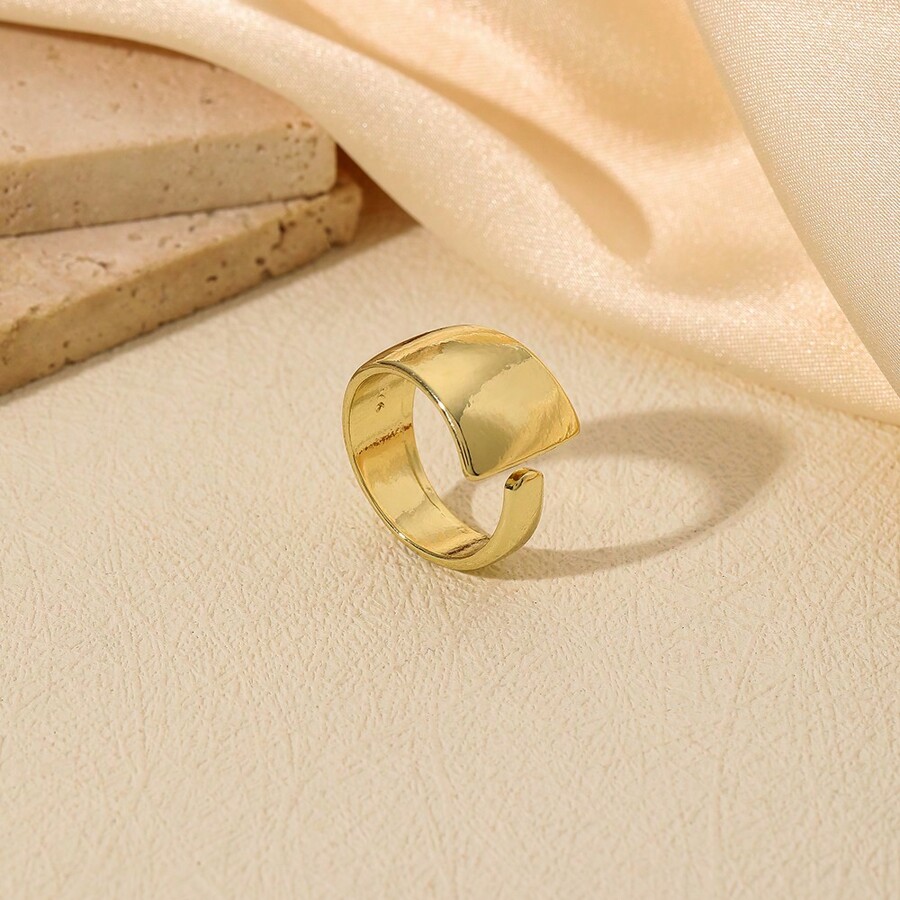 1pc minimalistisch geometrisch lijnontwerp open goudkleurige ring voor ...