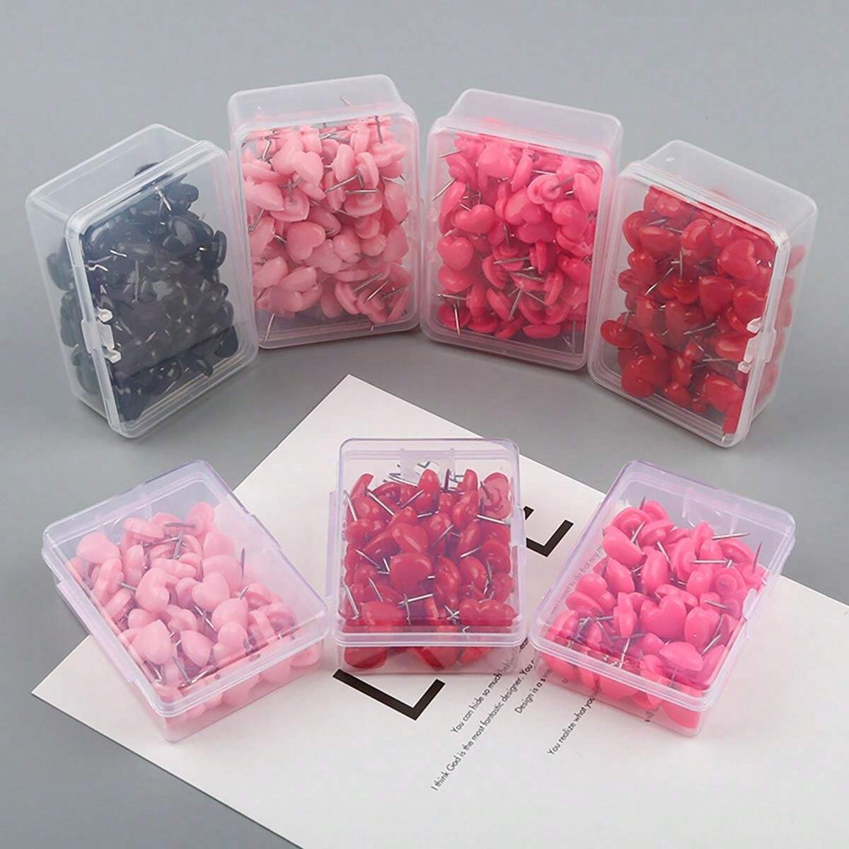 100 piezas de chinchetas con forma de corazón, chinchetas con forma de ...