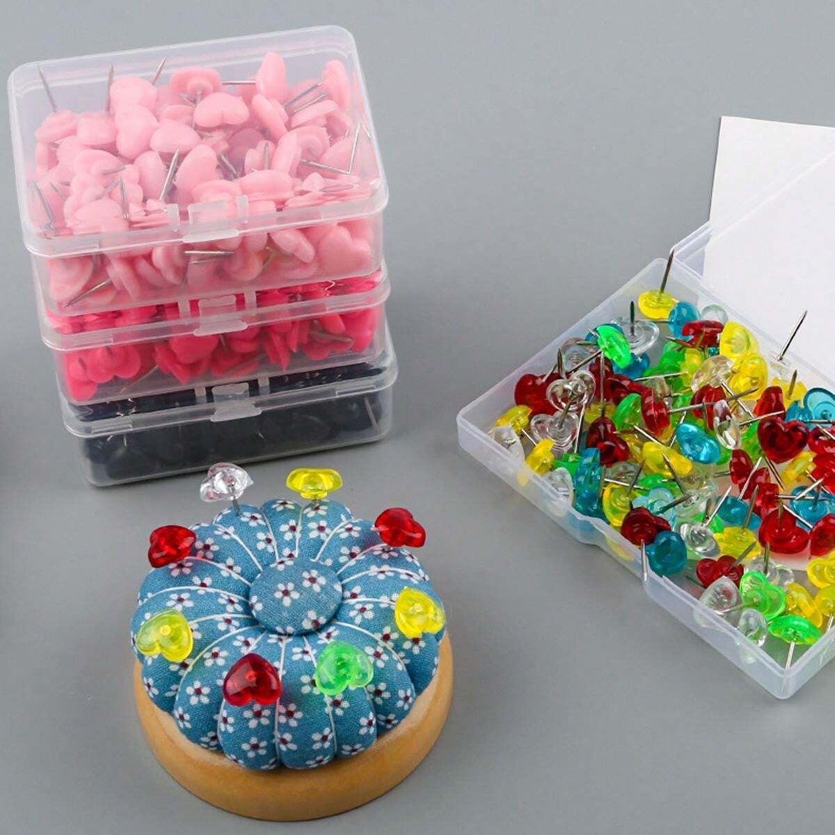 100 piezas de chinchetas con forma de corazón, chinchetas con forma de ...