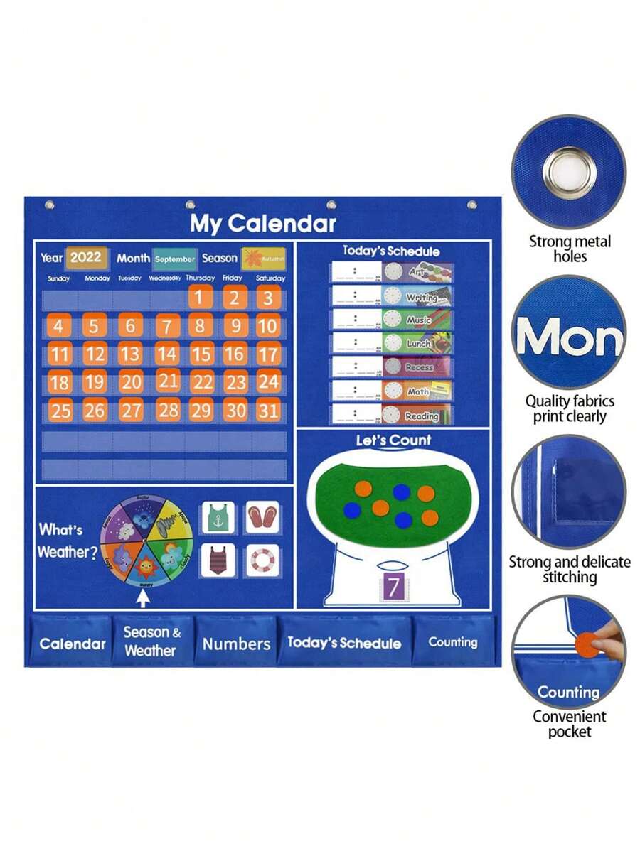 Educational Calendar With Schedule Plan, Numbers Recognition ...