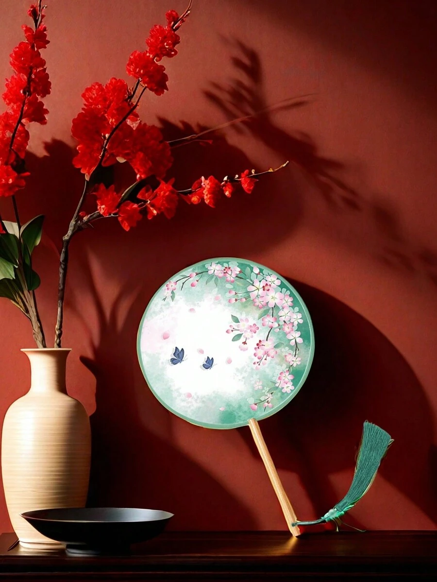 1 peça Leque Chinês Estilo Antigo, Leque de Alça Longa Tradicional ...