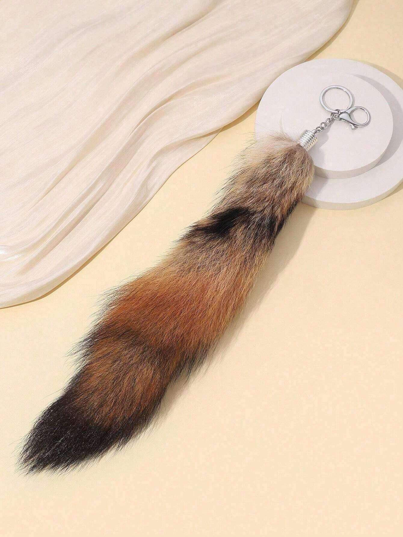 1pc Fashion Plush Fox Tail Keychain Plush Fox Tail Pendant Car Keychain ...