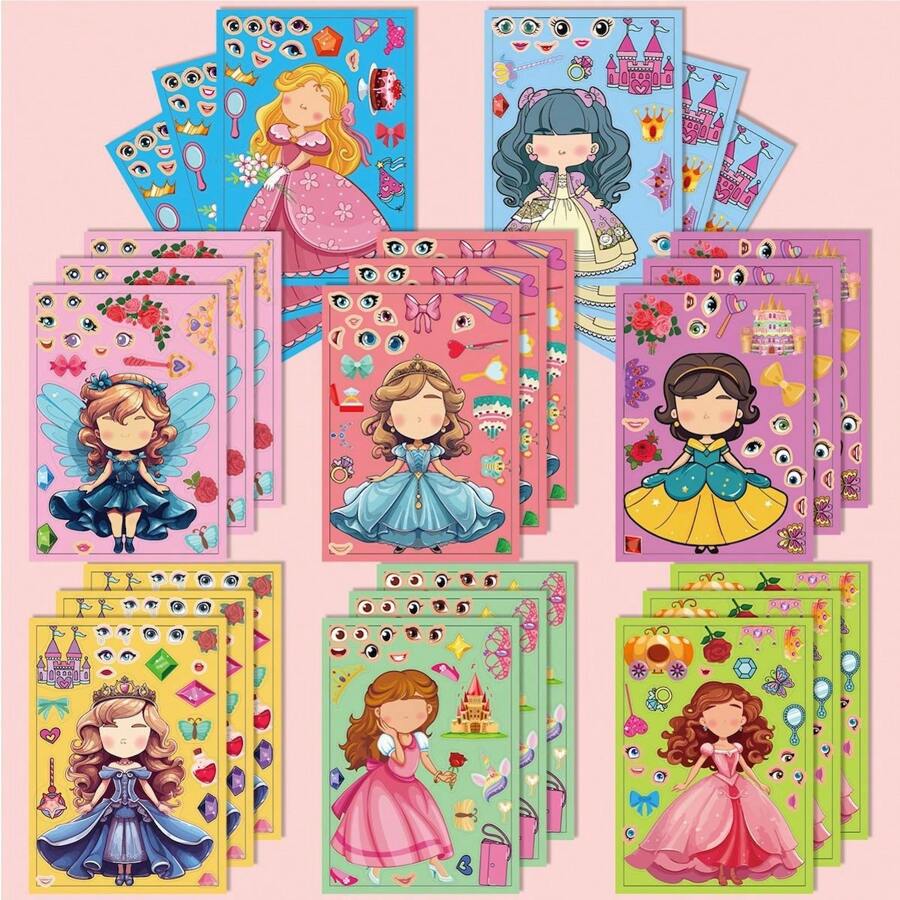 8 Sheets Make Your Own Princess Sticker Sheets For Kids With Princess ...