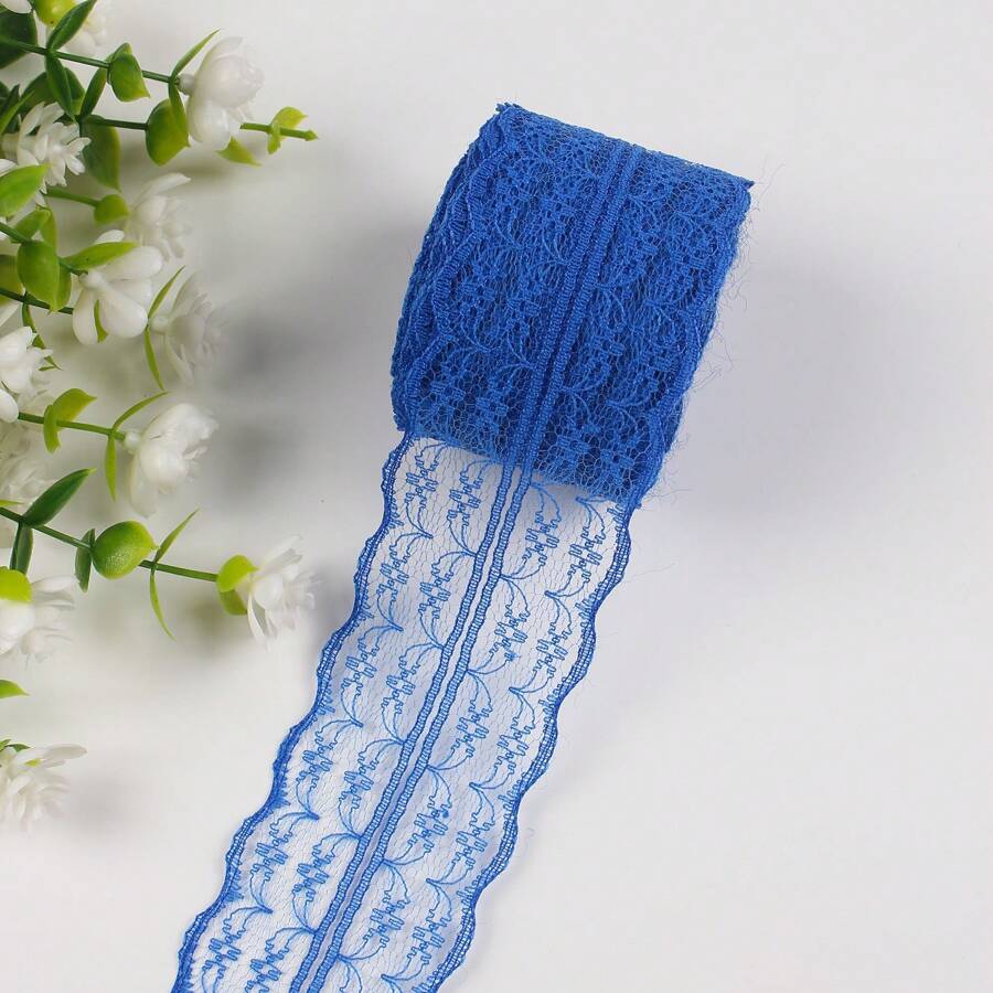 Encaje azul no elástico con bordado de 10 metros de largo y 4.5 cm de ...