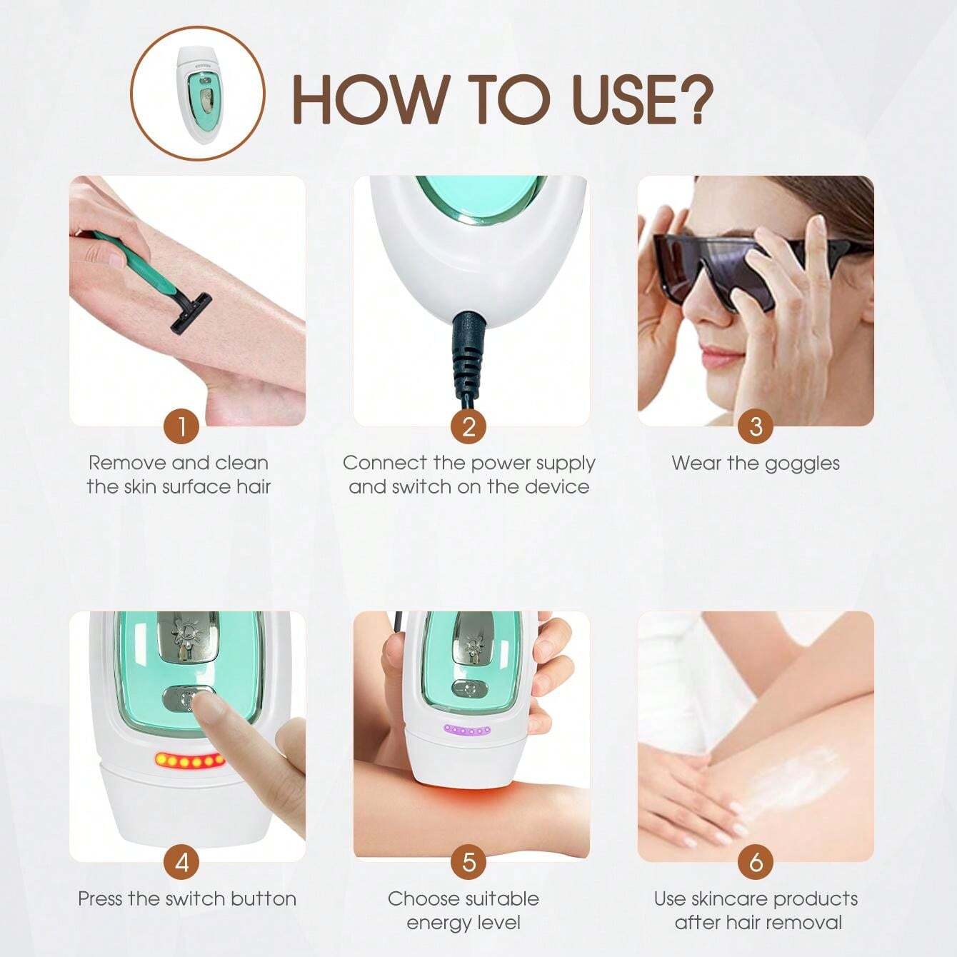 1pc Home Use 600,000 Flashes IPL Laser Hair Removal For Women Permanent ...