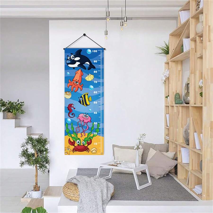 Growth Chart, Underwater World Ruler Height Measurement Canvas Wall ...