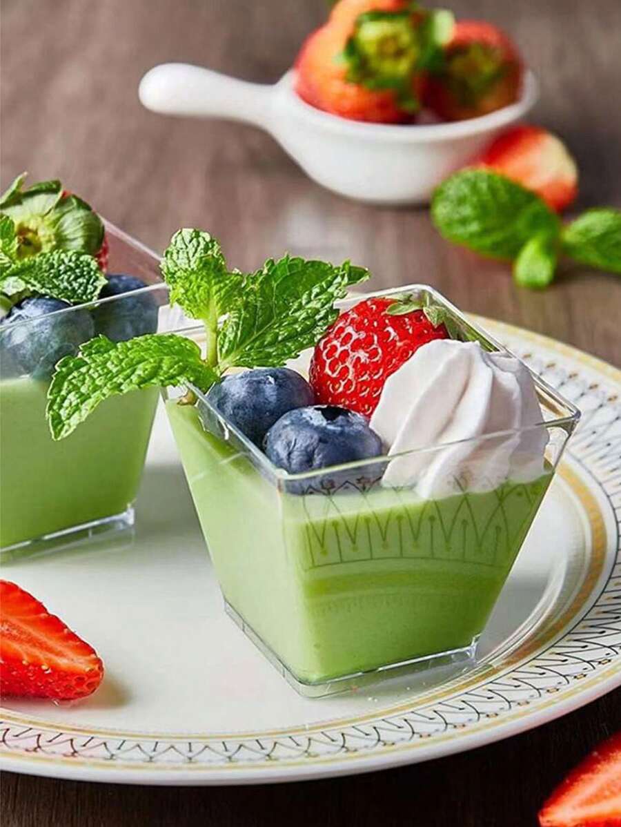 25 Pieces, 5-Ounce Plastic Dessert Cups With Lid, Mini Pudding Jar ...