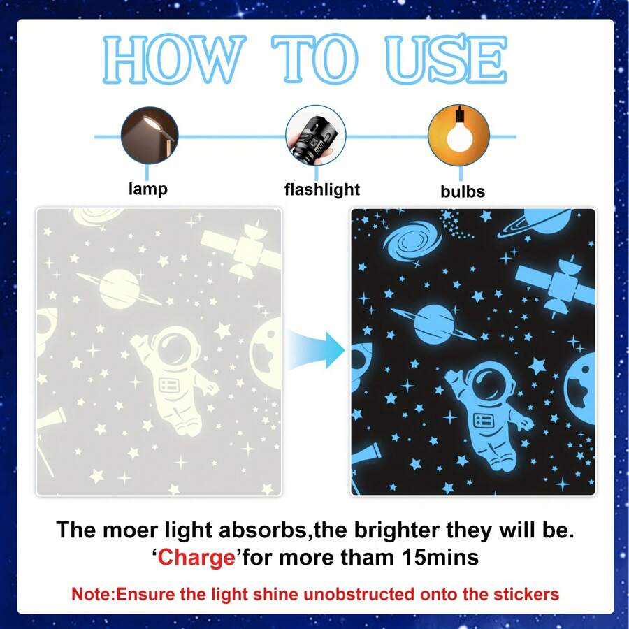 261pcs Glow In The Dark Wall Sticker, Star Astronauts And Spaceships ...