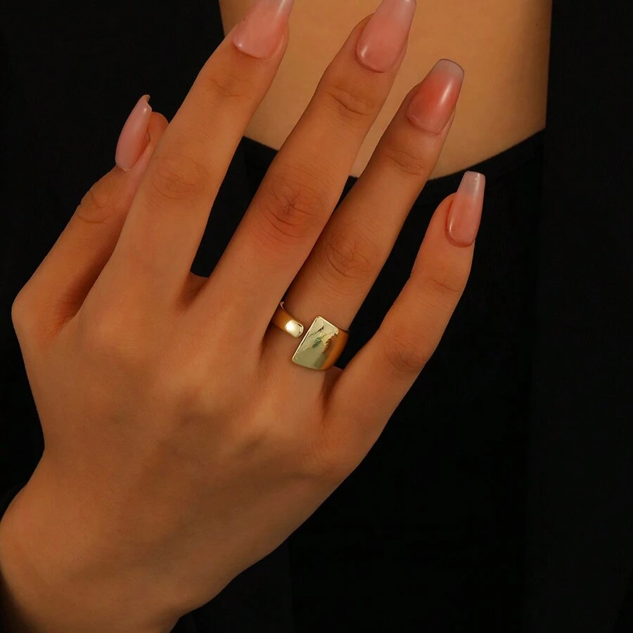 1pc minimalistisch geometrisch lijnontwerp open goudkleurige ring voor ...