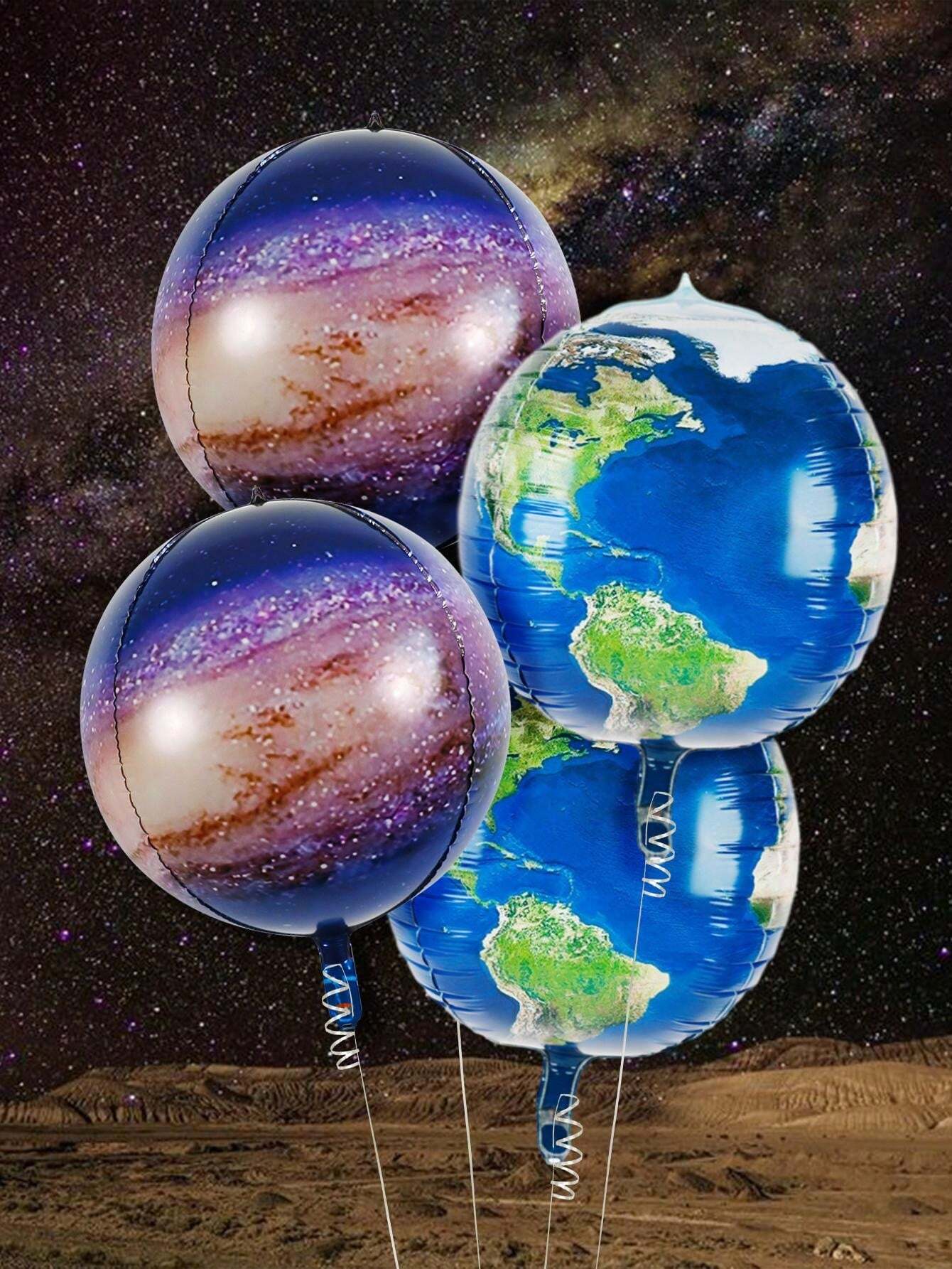 4pcs Earth And Space Aluminum Foil Balloons - 22 Inches, Globe Balloon ...