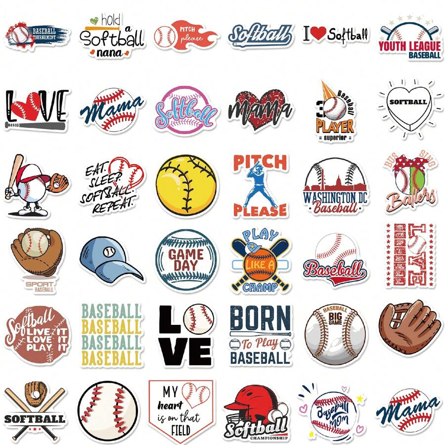 100Pcs Baseball Stickers For Water Bottles, Motorcycle Vinyl Waterproof ...