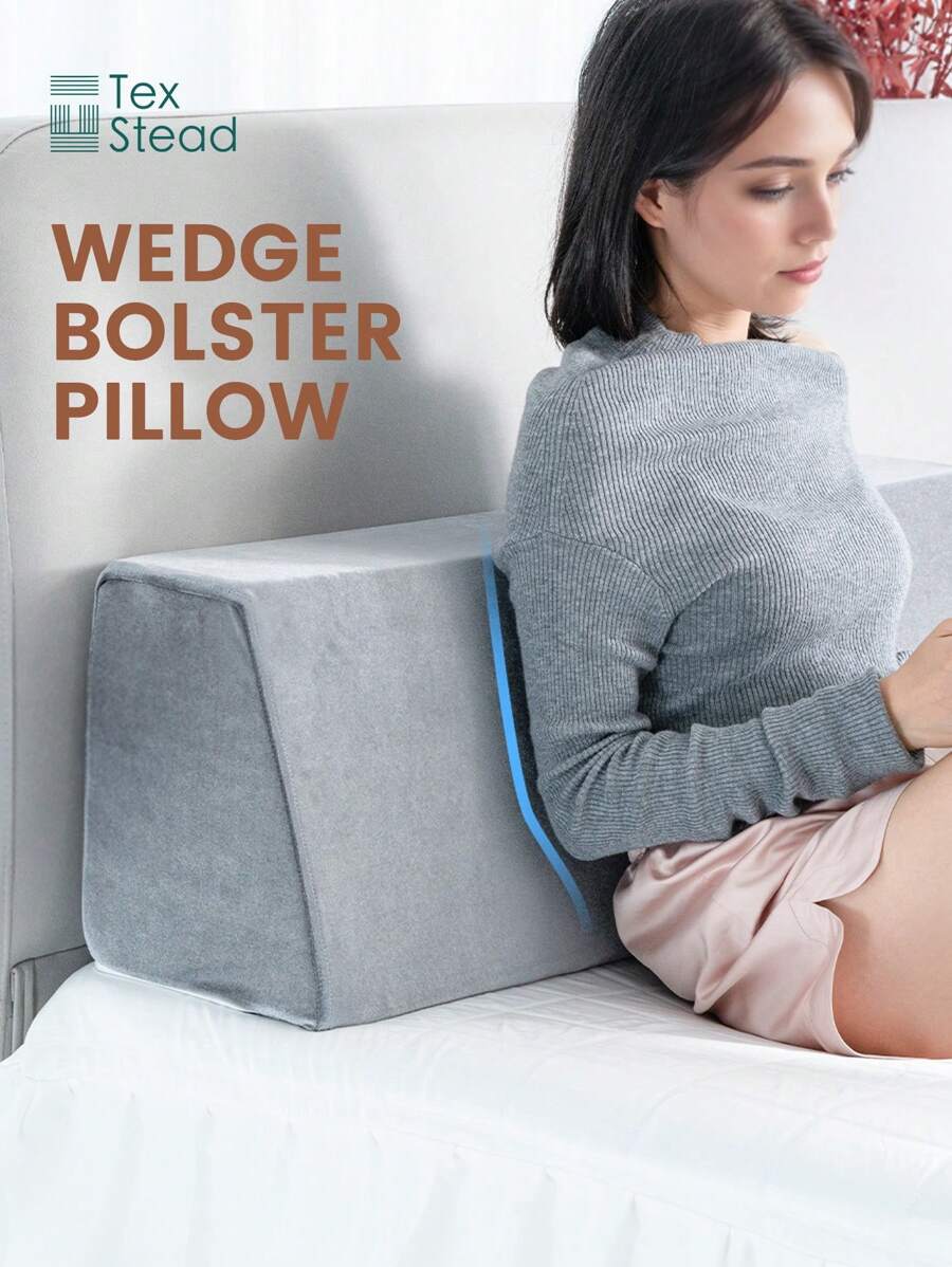TEXSTEAD 1 Pc Wedge Bolster Pillow, Memory Foam Pillow With Bolster ...