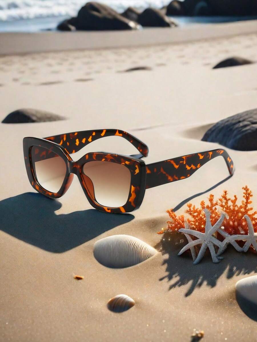 New Style Oval Frame Wide Leg Simple All-Match UV-Proof Sunglasses | SHEIN