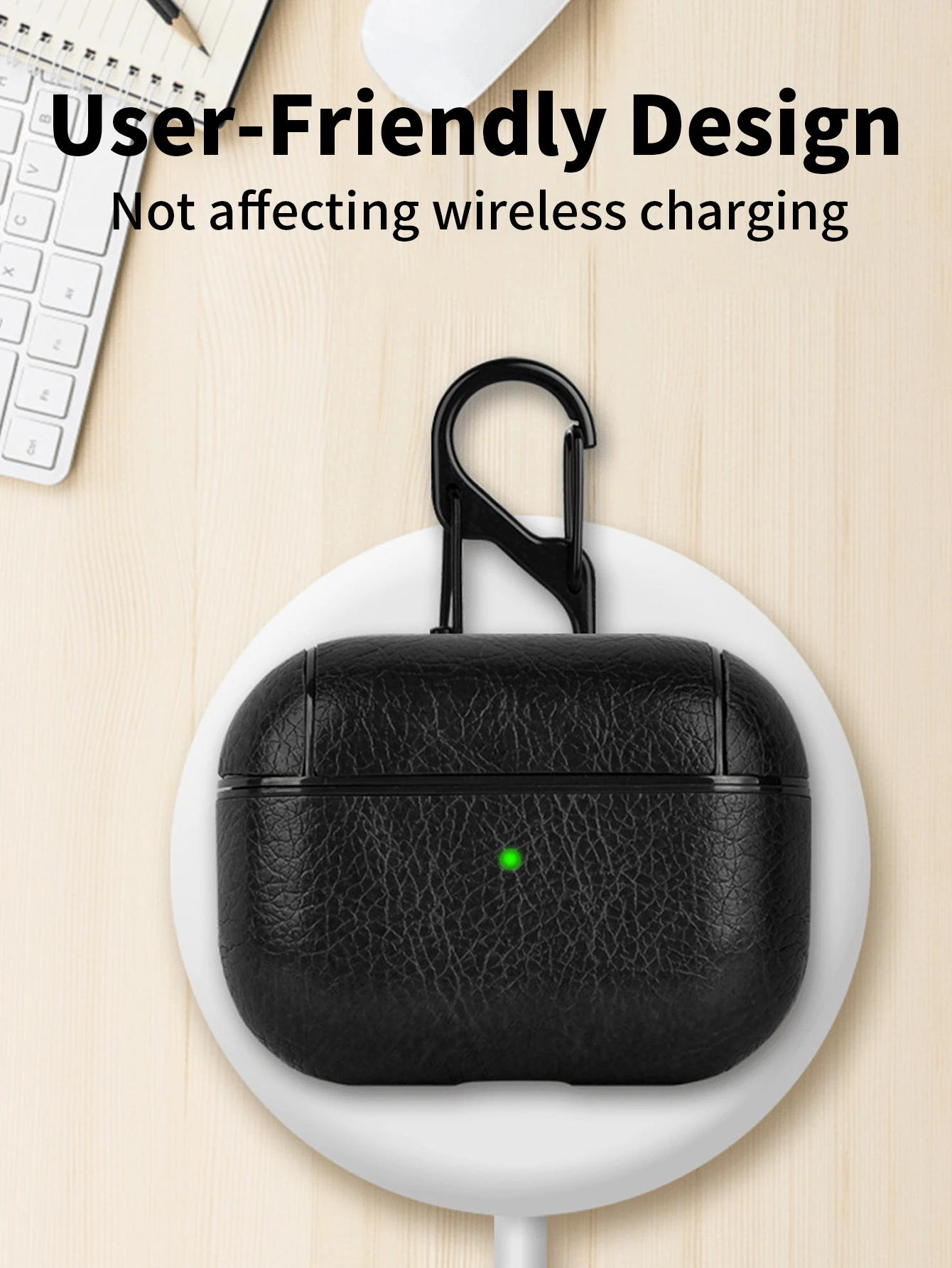 Capa de couro PU compatível com Airpods 1/2/3 Pro 2, capa protetora de ...